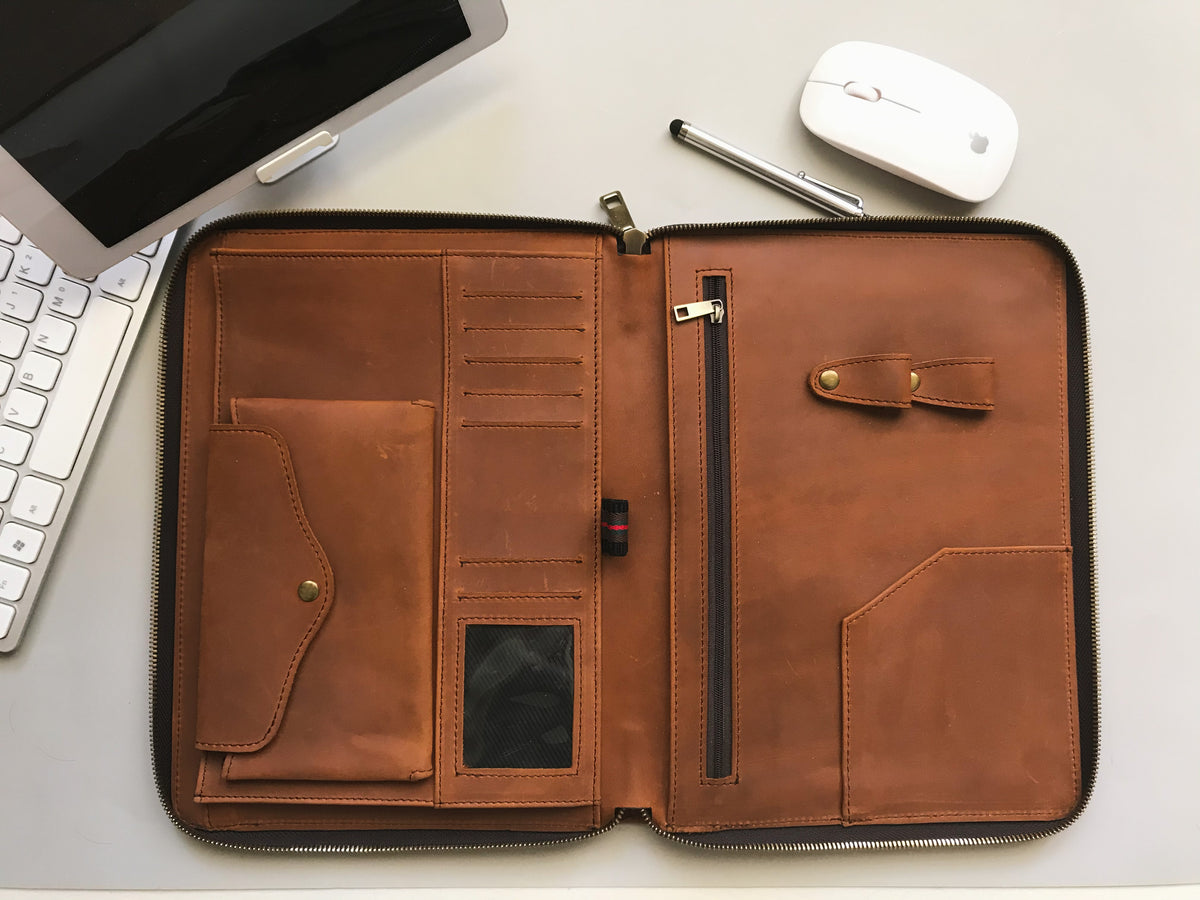 Handmade Personalised Genuine Leather Padfolio, Fits for iPad 11"/ 10 ...